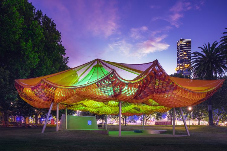 MPavilion 2022 experiments with fabric-based architecture | ArchitectureAu