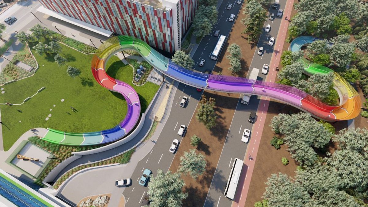 Botanical healing at the end of rainbow-coloured Kids Bridge ...